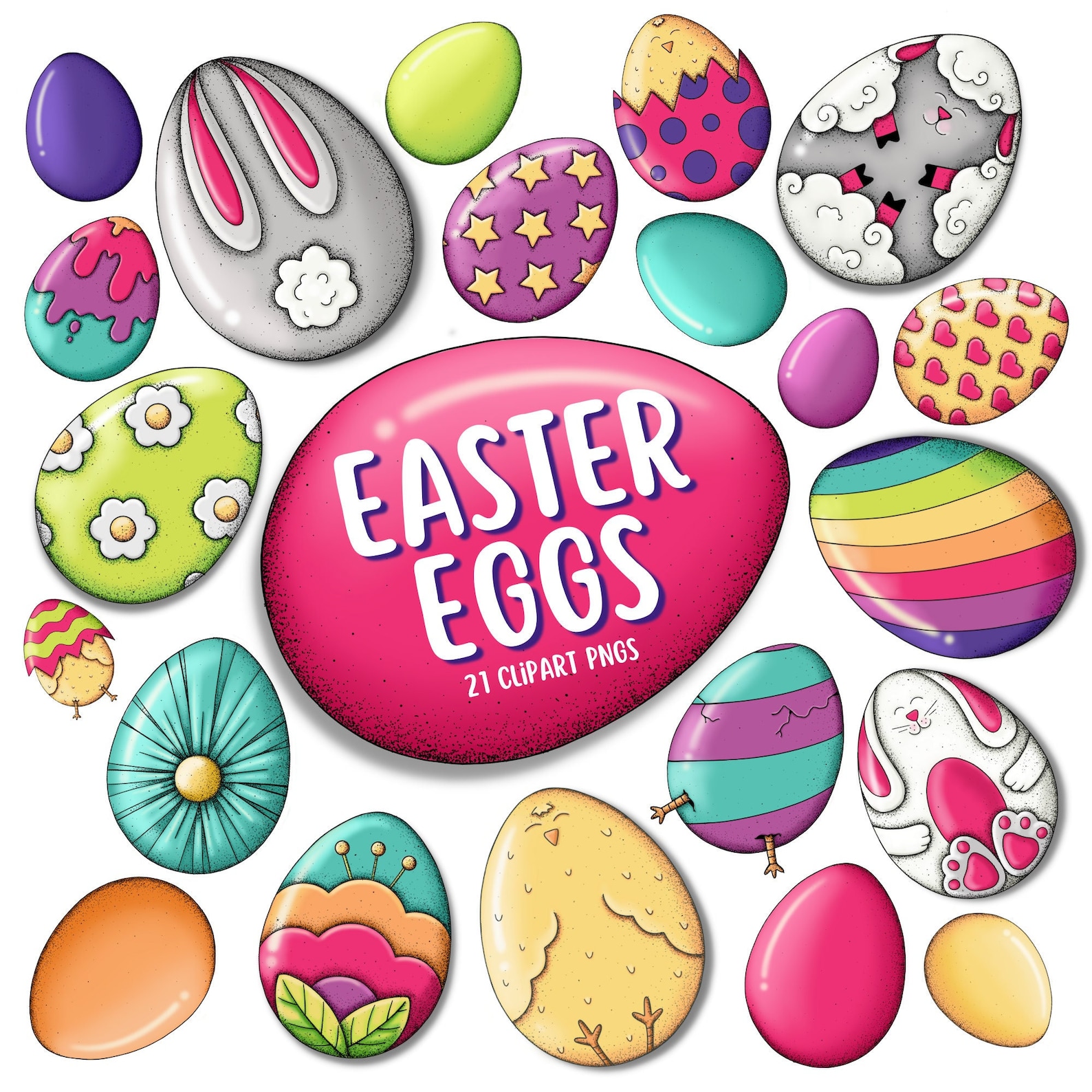 Easter Clipart PNG Bundle Egg Clipart Cute Easter Clipart - Etsy