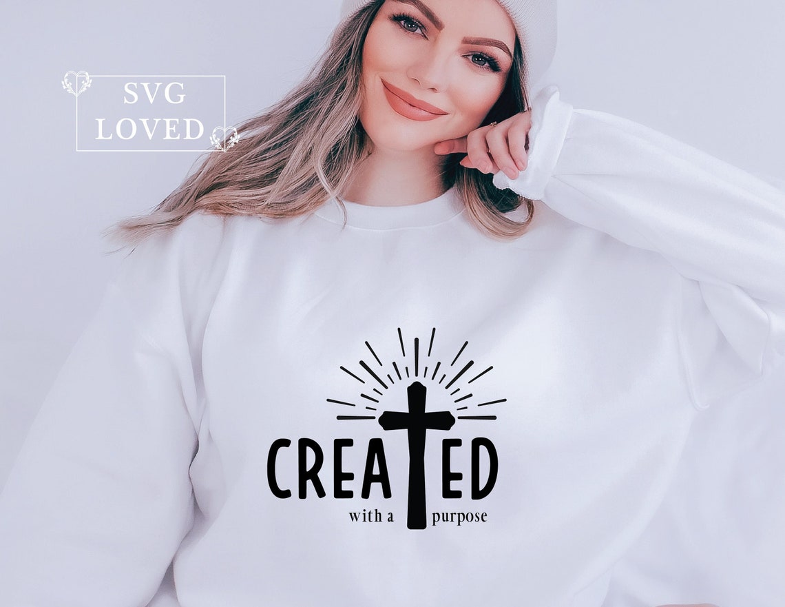 SVG PNG EPS | Created With A Purpose | Cross Svg | Christian Svg ...