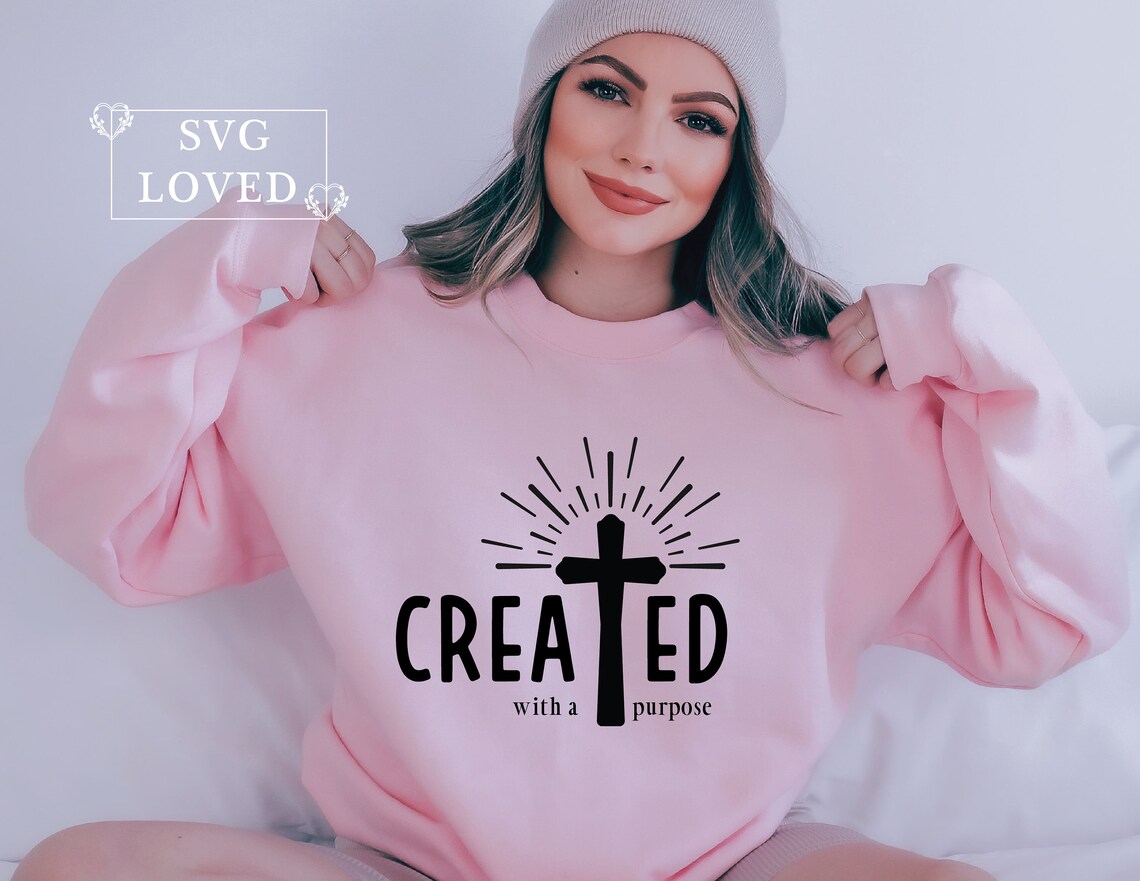 SVG PNG EPS | Created With A Purpose | Cross Svg | Christian Svg ...