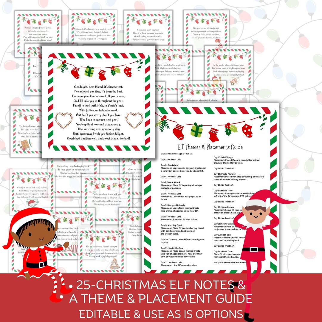 25 Christmas Elf Notes: Rhyming Activity, Editable Printable (digital ...