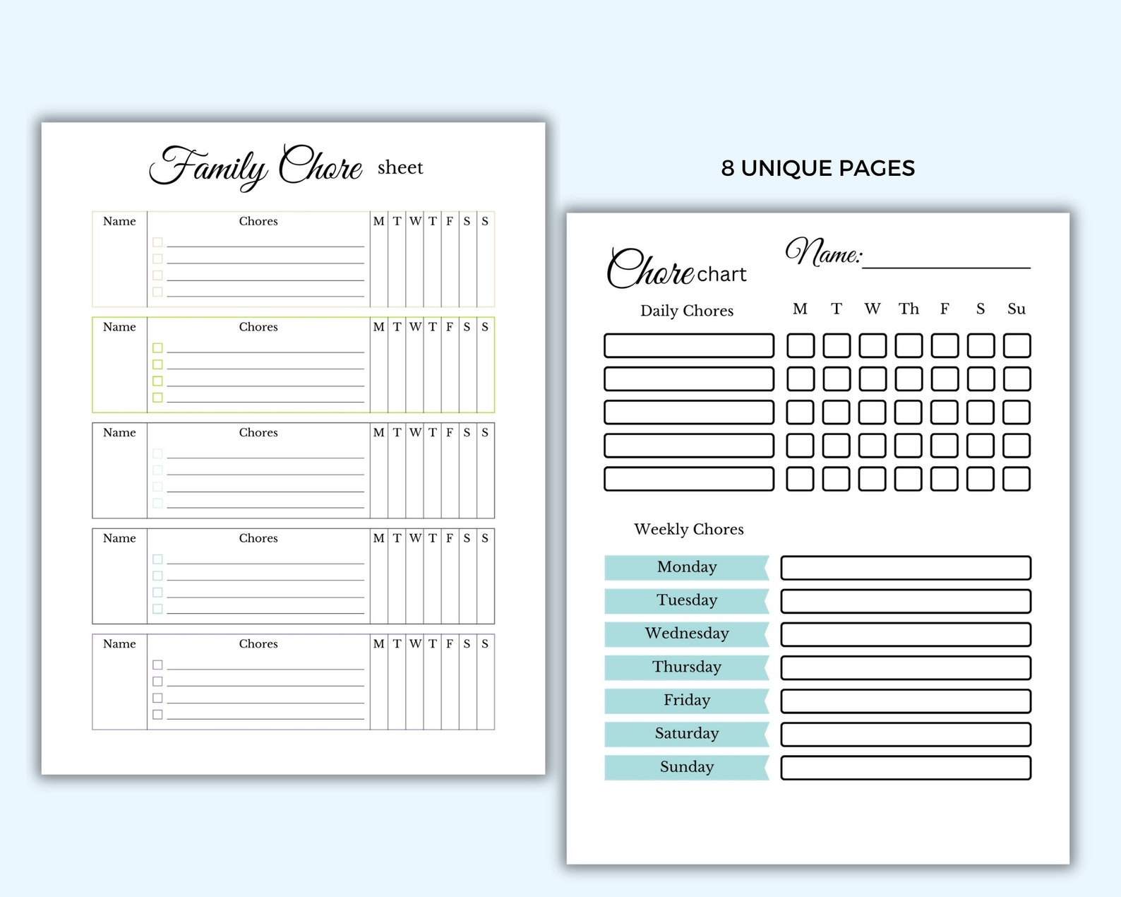 Editable Cleaning Checklist Bundle: Household Chore Charts (digital ...
