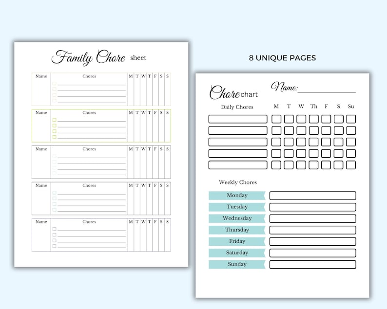 Editable Cleaning Checklist Bundle: Household Chore Charts (digital ...