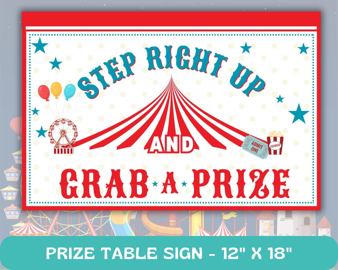 Carnival Prize Sign, Carnival Theme Party, Carnival Birthday, Happy ...