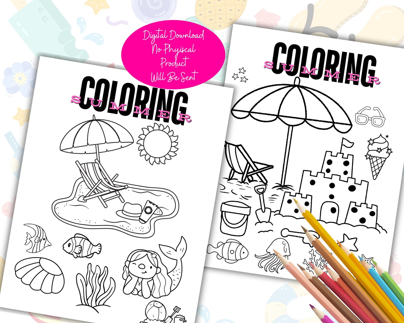 Summer Coloring Pages, Preschool Activity, Print and Color, Perfect for ...