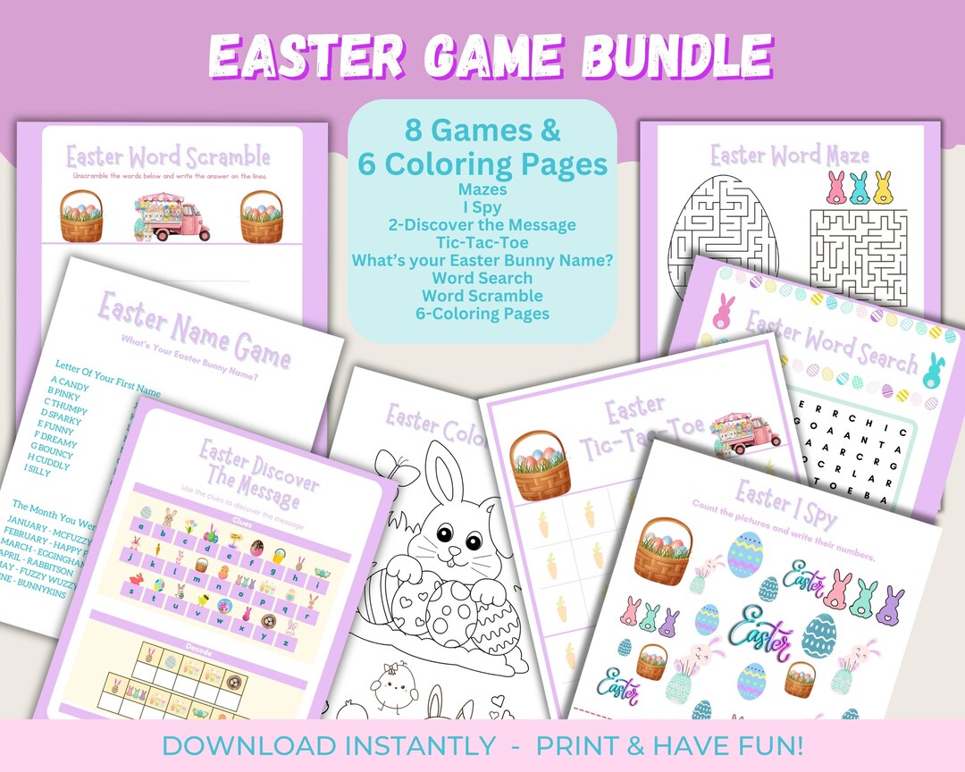 Easter Games, Activities Bundle for Easter, Kids Games Printables ...