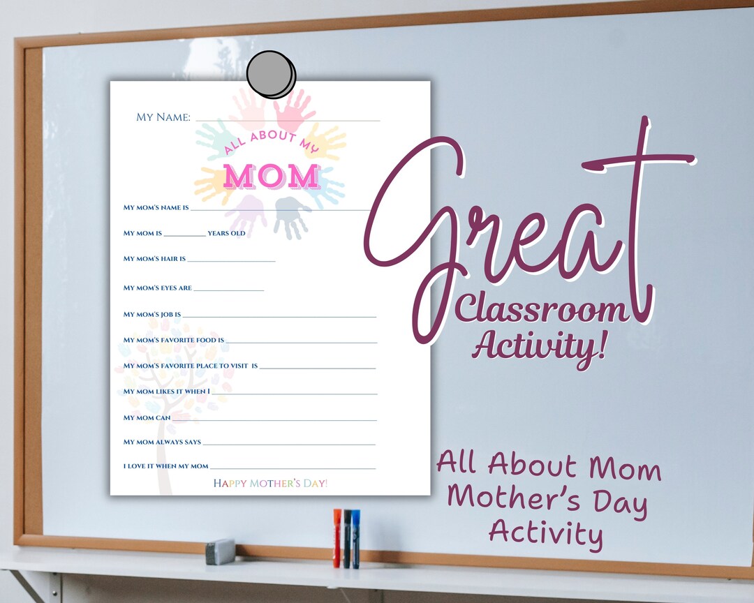 Printable, All About My Mom, All About Mom, Mother's Day Printable ...