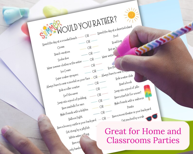 Summer Fun Would You Rather Game: Beach Vacation Party (digital ...