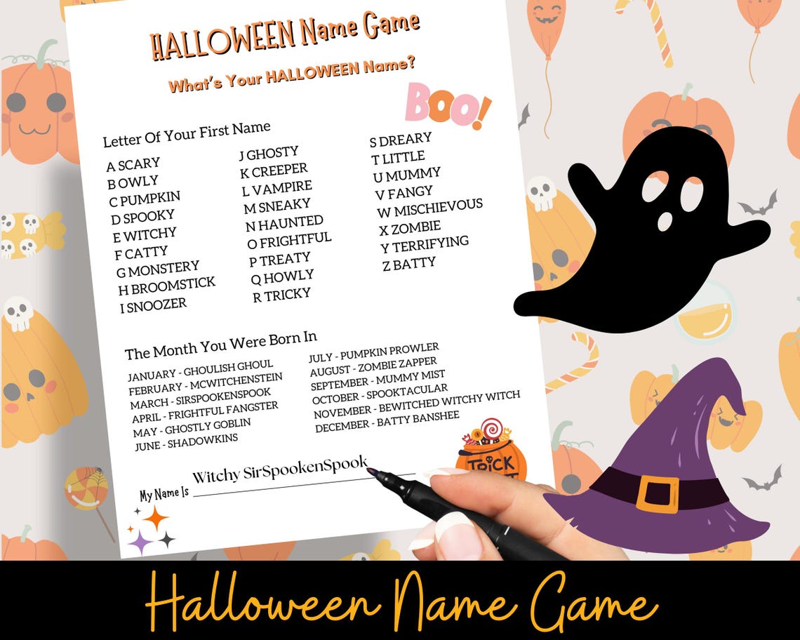 Halloween What's My Name Game, Halloween Theme Party, Halloween ...