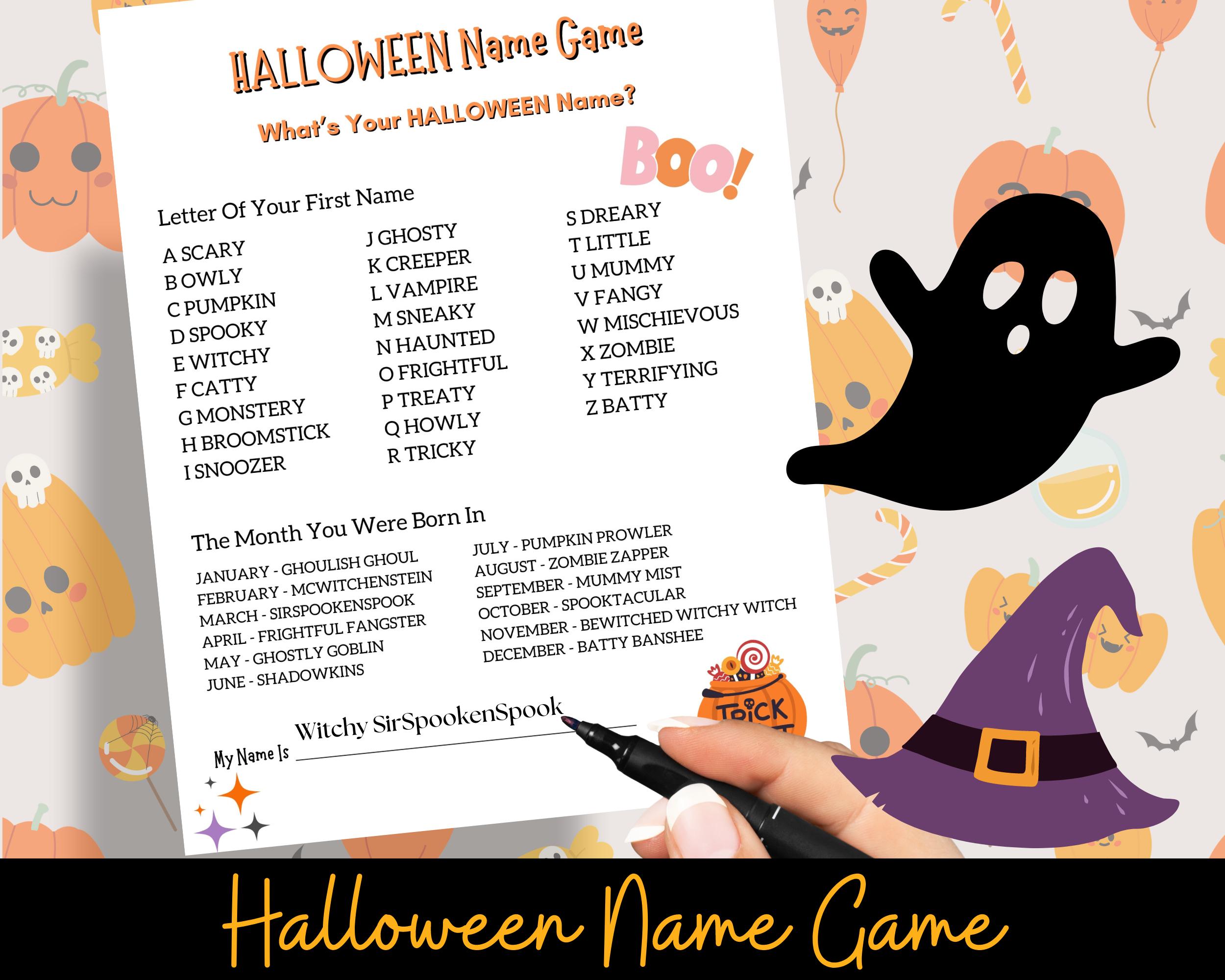 Halloween What's My Name Game, Halloween Theme Party, Halloween ...