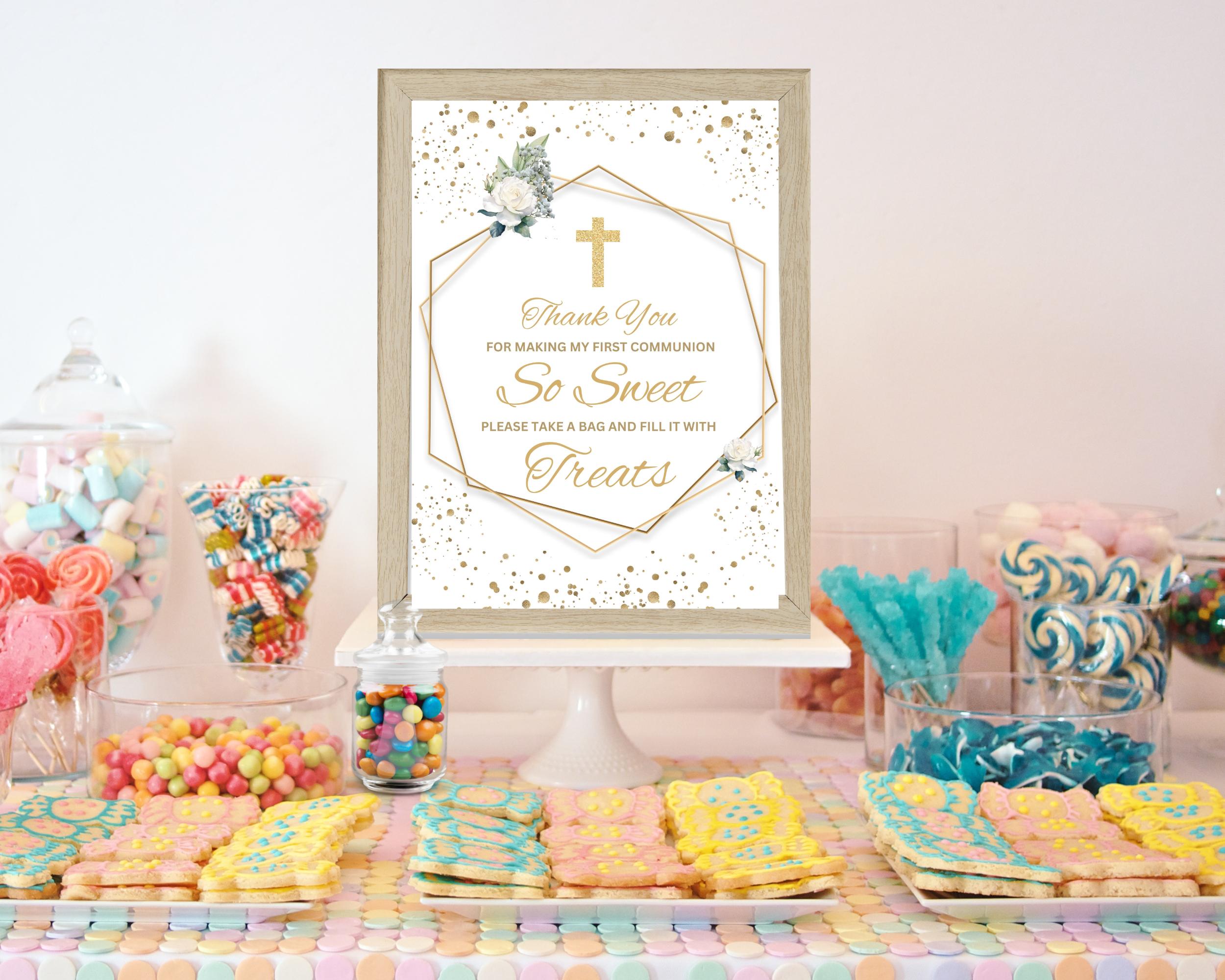 First Communion Candy Table Sign: Rustic Sweet Treats (digital Download ...