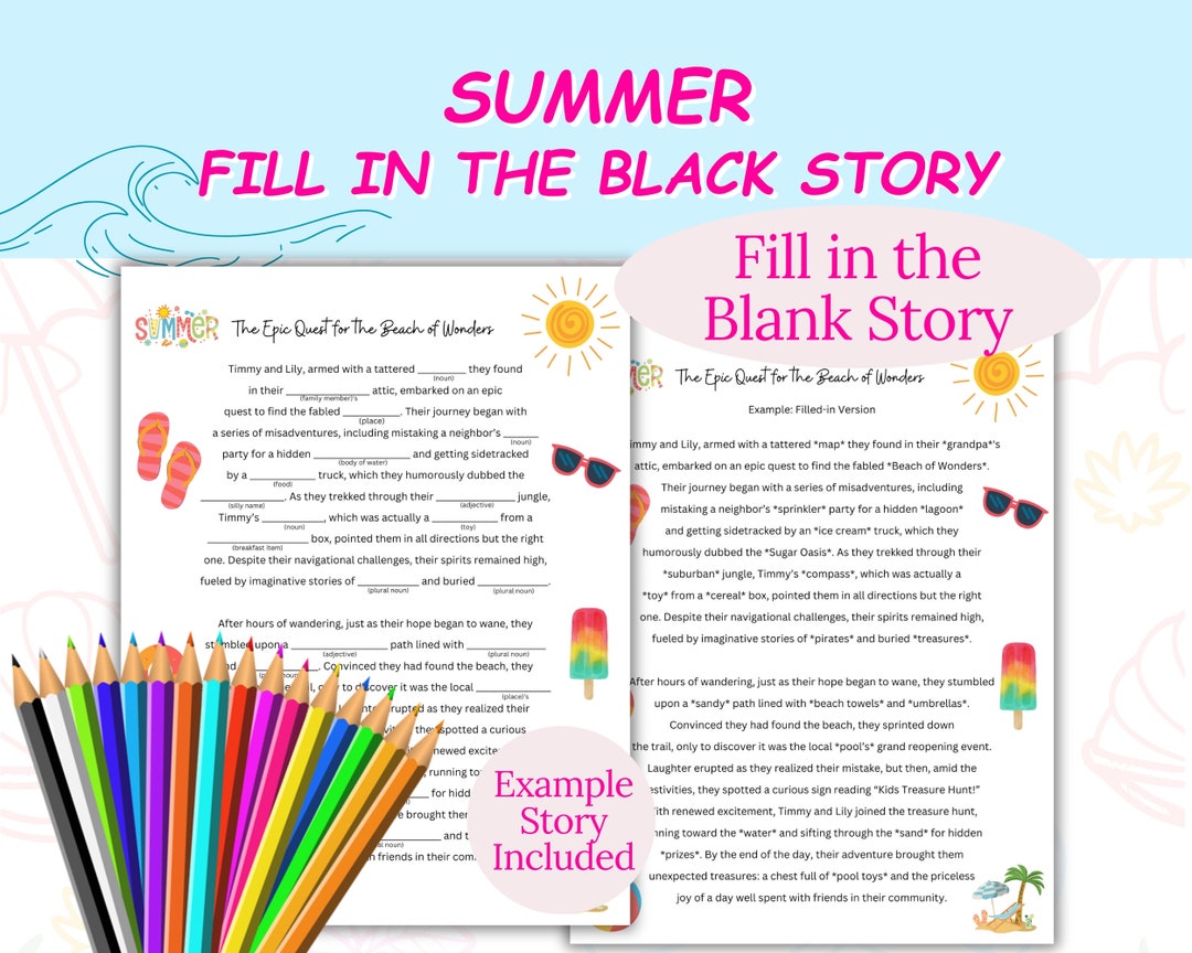 Summer Beach Fill-in-the-blank Game: Printable Party Activity (digital ...