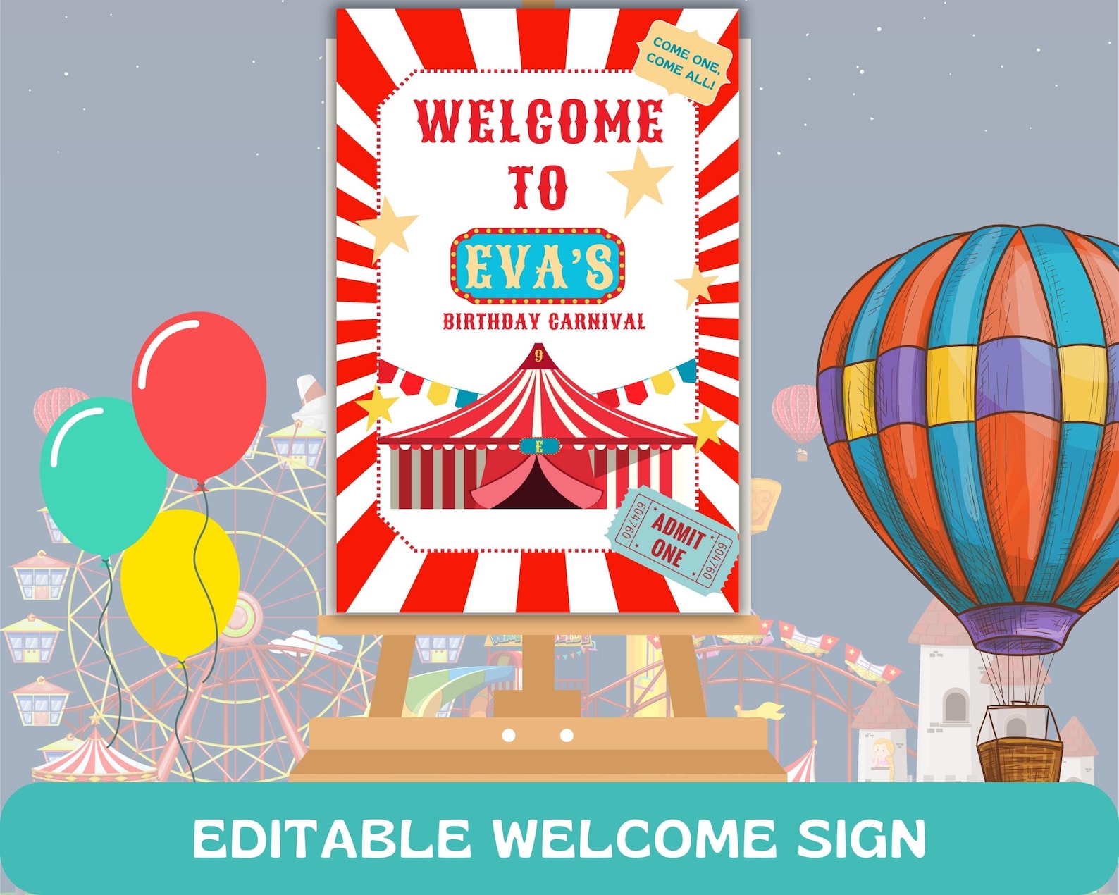 Editable Carnival Welcome Sign, Carnival Theme Party, Carnival Birthday ...