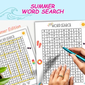 Summer Fun Word Search Printable, Beach Theme, Vacation Theme, Summer ...