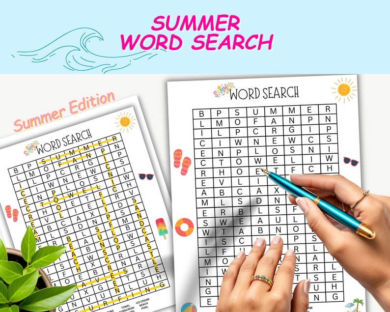 Summer Fun Word Search Printable, Beach Theme, Vacation Theme, Summer ...