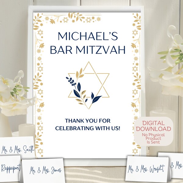 Editable Bar Mitzvah Bat Mitzvah Sign in Board, Welcome Sign ...