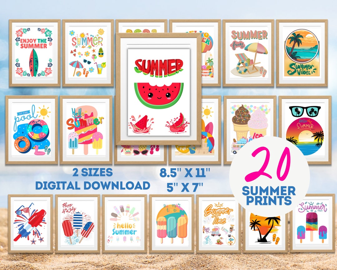 Summer Wall Art Printables: Beach, Pool, 4th of July (digital Download ...