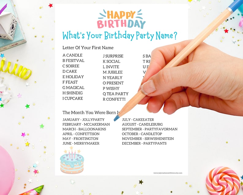 Birthday Party Name Game: Kids Classroom Activity (digital Download) - Etsy