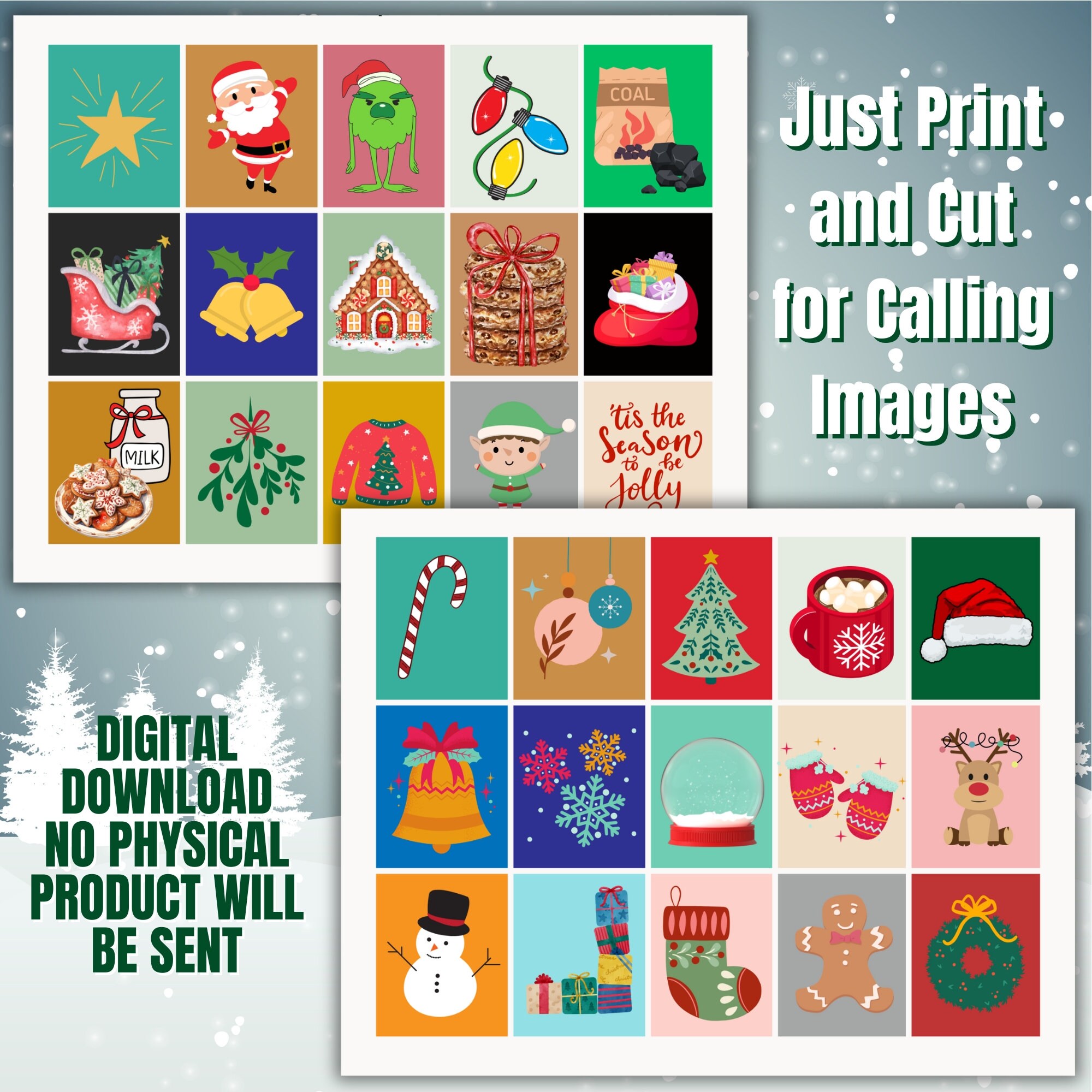 Christmas Bingo Cards, Printable Christmas Bingo, 28 Christmas Bingo ...