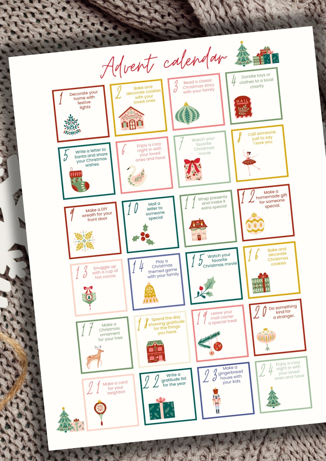 Christmas Advent Calendar, Advent Calendar for Kids, Christmas Activity ...