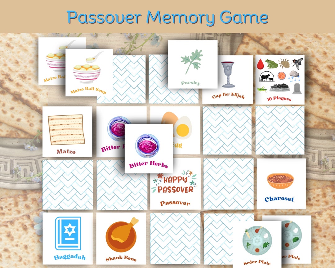 Passover Memory Game: Jewish Holiday Printable (digital Download) - Etsy