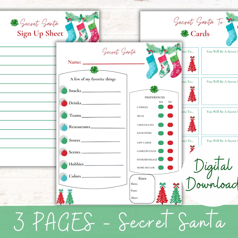 Stocking Stuffer Questionnaire - Etsy