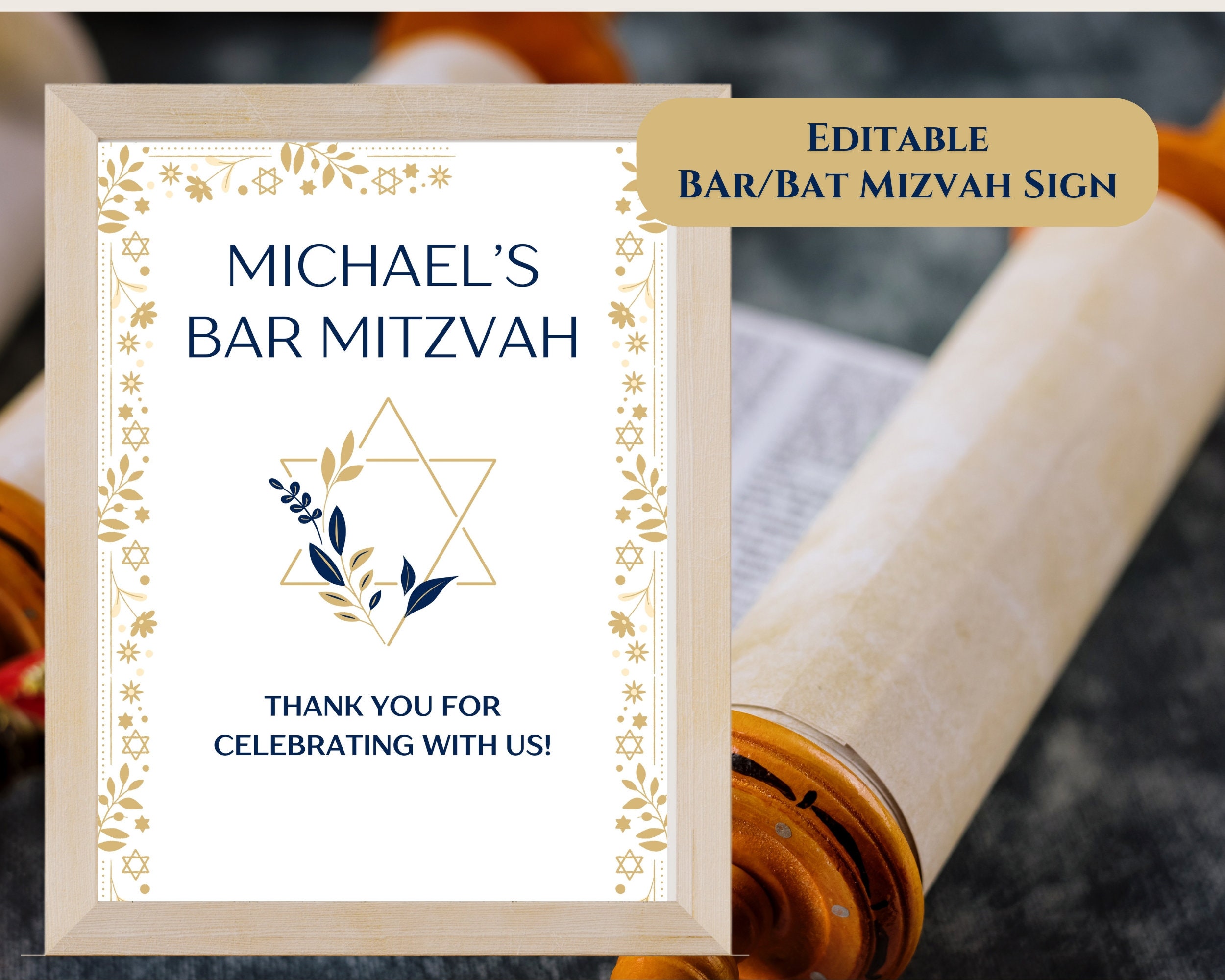 Editable Bar Mitzvah Bat Mitzvah Thank You for Joining Us Sign, Welcome ...