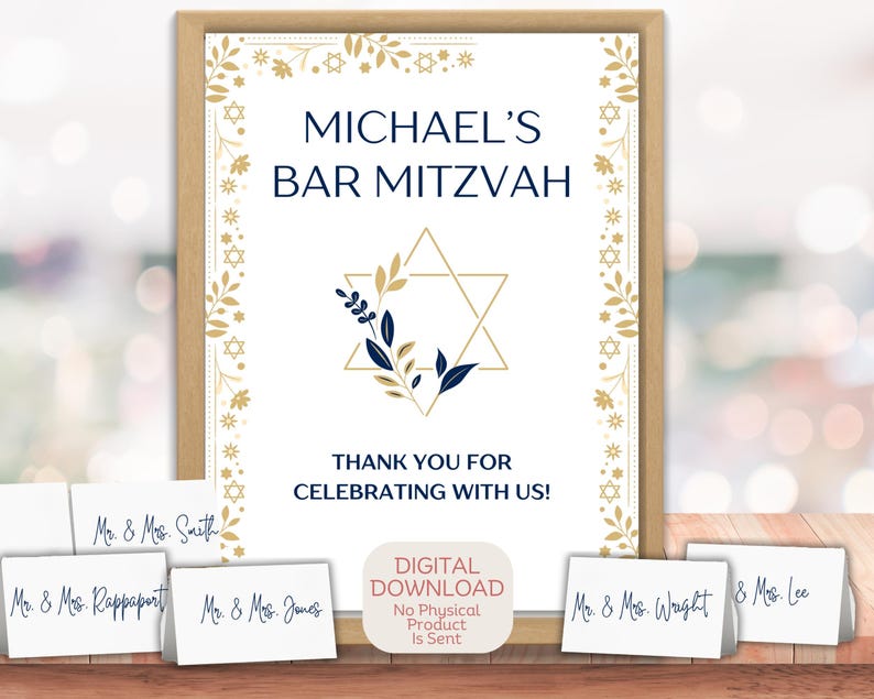 Editable Bar Mitzvah Bat Mitzvah Thank You for Joining Us Sign, Welcome ...