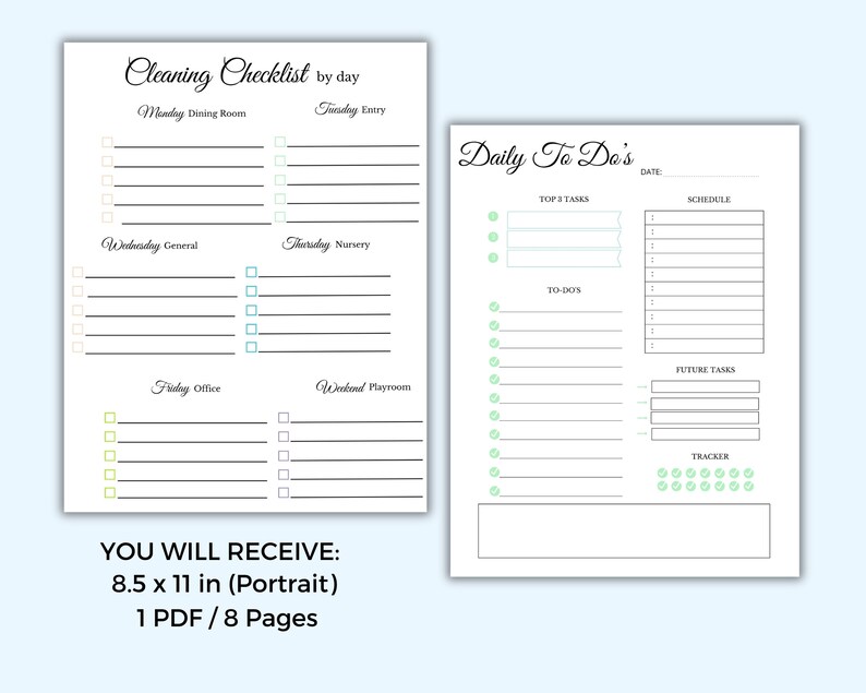Editable Cleaning Checklist Bundle: Household Chore Charts (digital ...