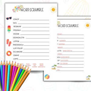 Summer Word Scramble Game: Beach Vacation Party (digital Download) - Etsy