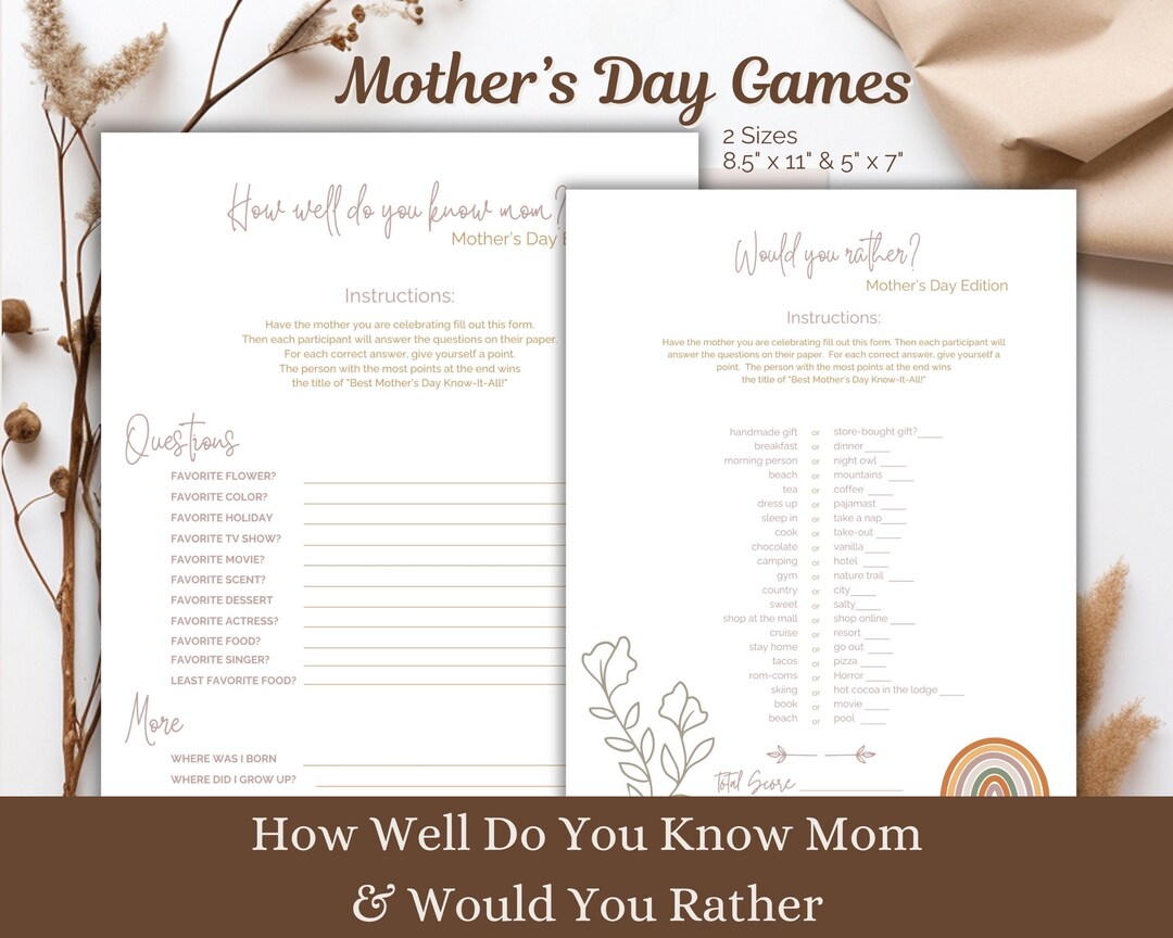 Mother's Day Printable Games, Mother's Day Game Bundle, How Well Do You ...