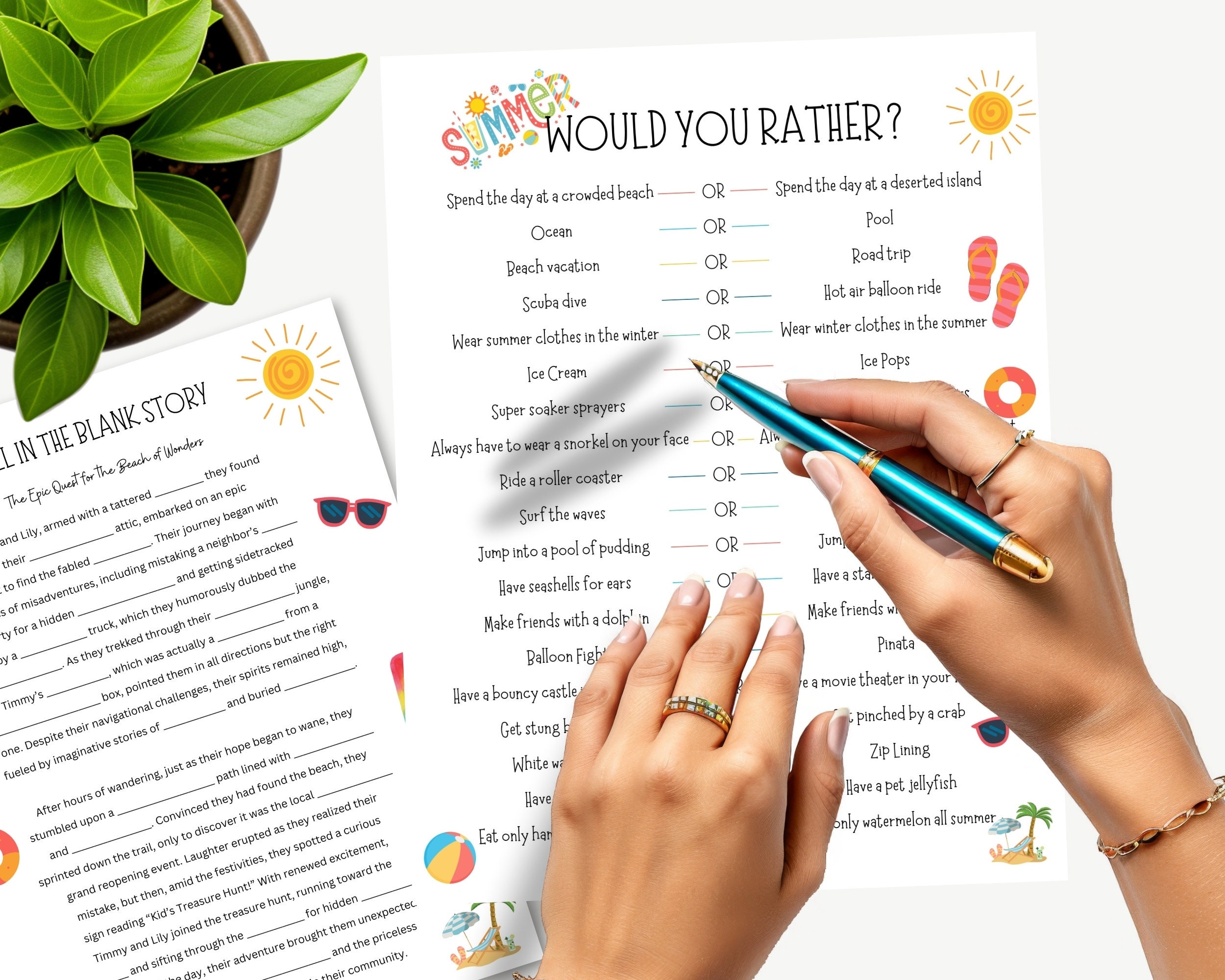 Summer Game Bundle Printable, Would You Rather, Word Scramble, Word ...