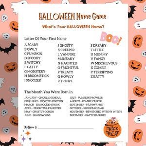 Halloween Name Game: Printable Party Activity (digital Download) - Etsy