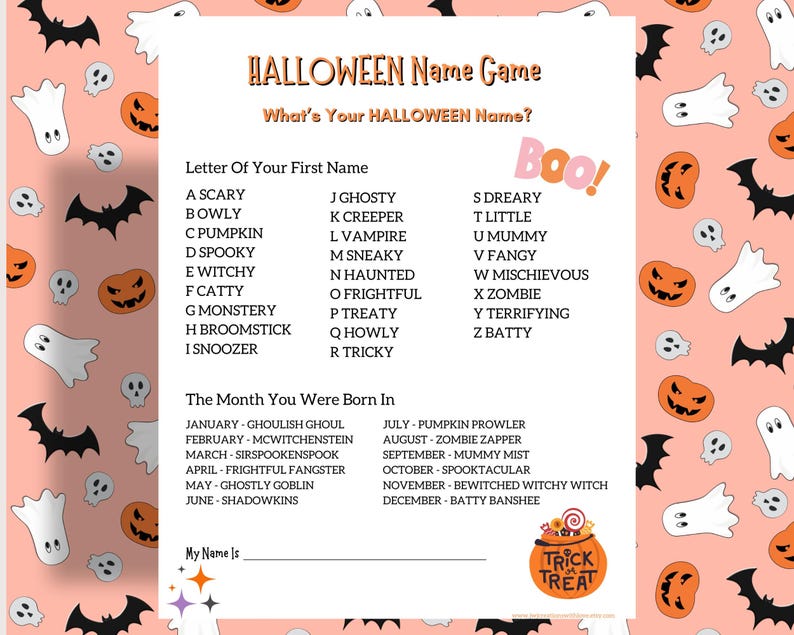 Halloween What's My Name Game, Halloween Theme Party, Halloween ...