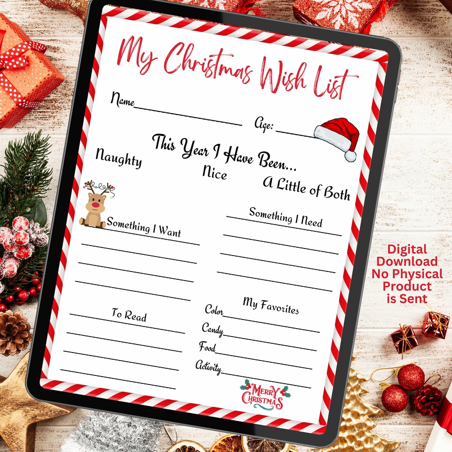 Christmas Wish List, Letter to Santa Printable, Christmas Activity ...