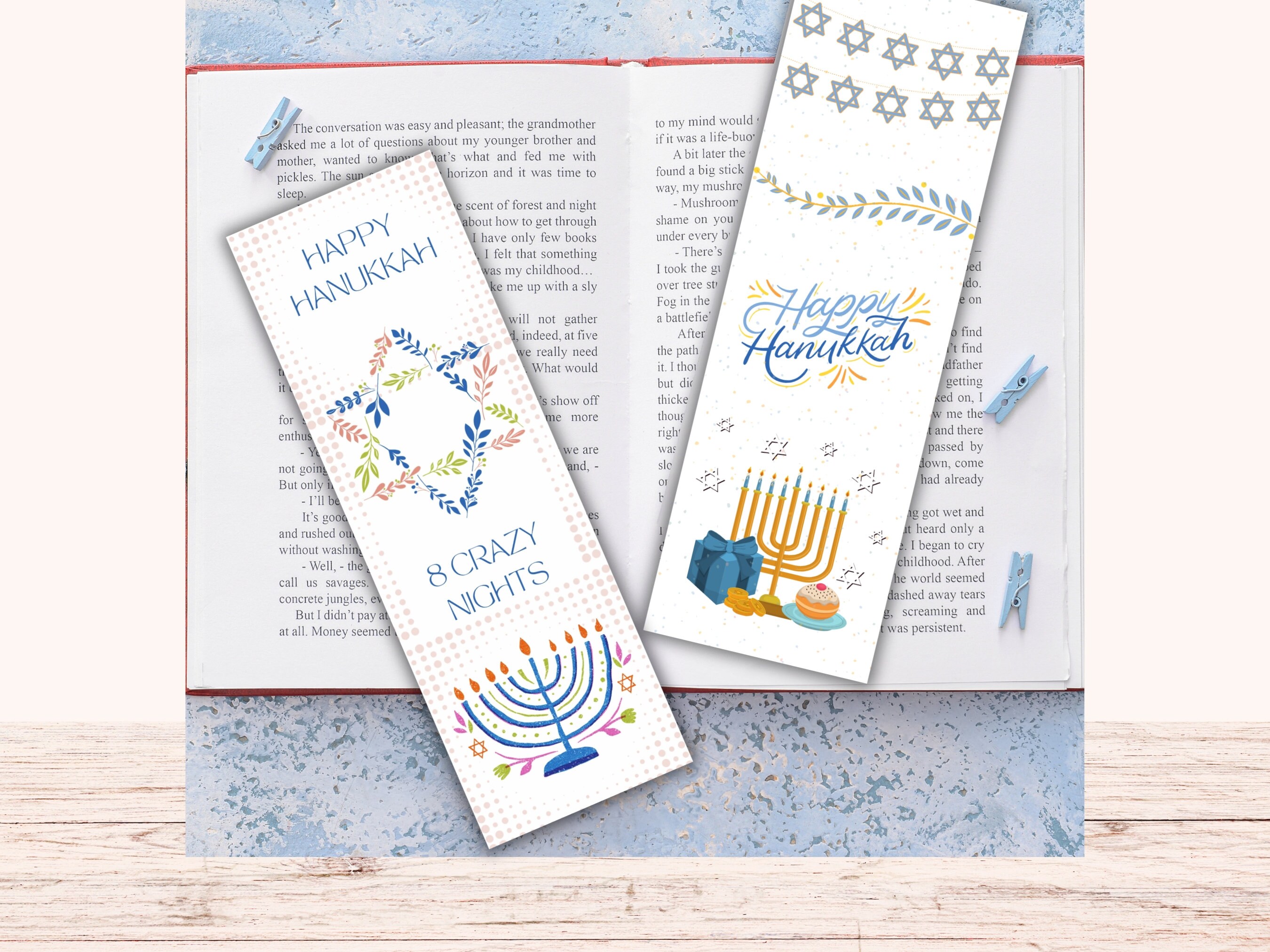 6-hanukkah Printable Bookmarks, Digital Collage Sheet, Festive Holiday ...
