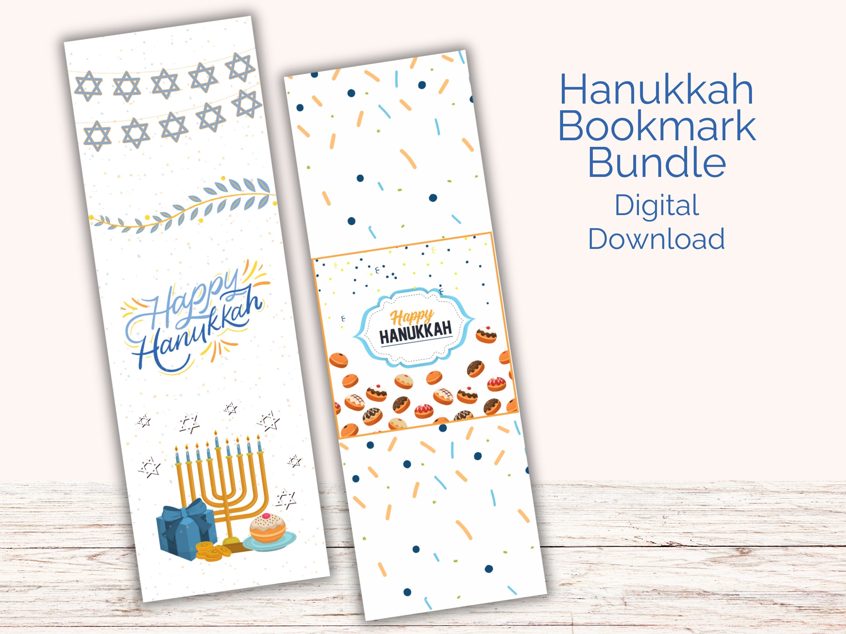 6-hanukkah Printable Bookmarks, Digital Collage Sheet, Festive Holiday ...