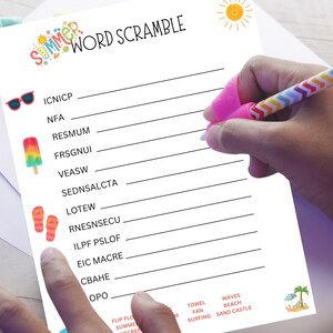 Summer Game Bundle Printable: Word Scramble, Coloring Pages (digital ...