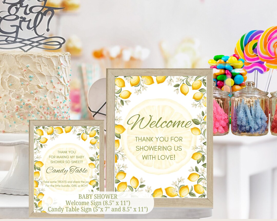 Lemon Baby Shower Sign: Welcome & Candy Table Decor (digital Download ...