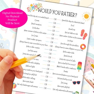 Summer Fun Would You Rather Game: Beach Vacation Party (digital ...