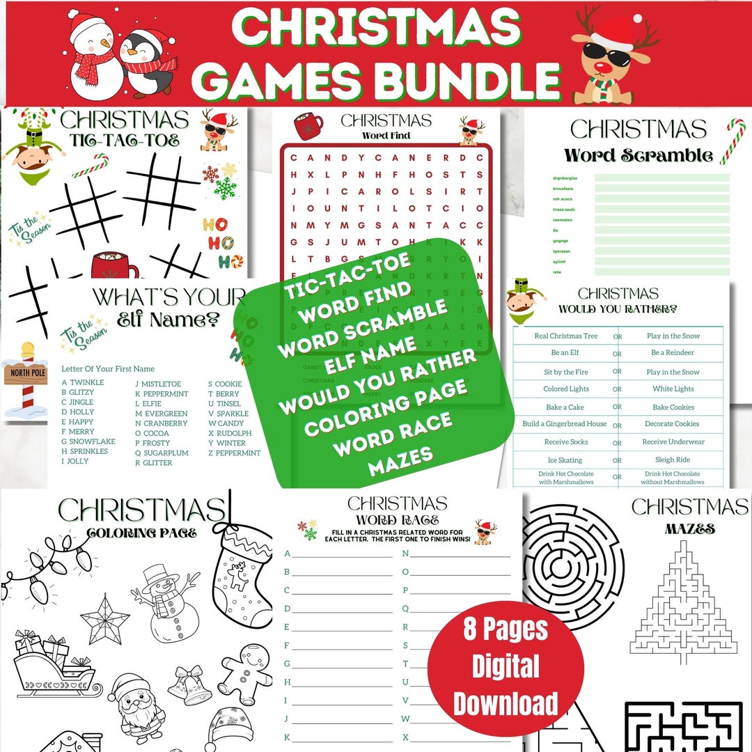 8 Christmas Printable Games Christmas Party Games Printable - Etsy