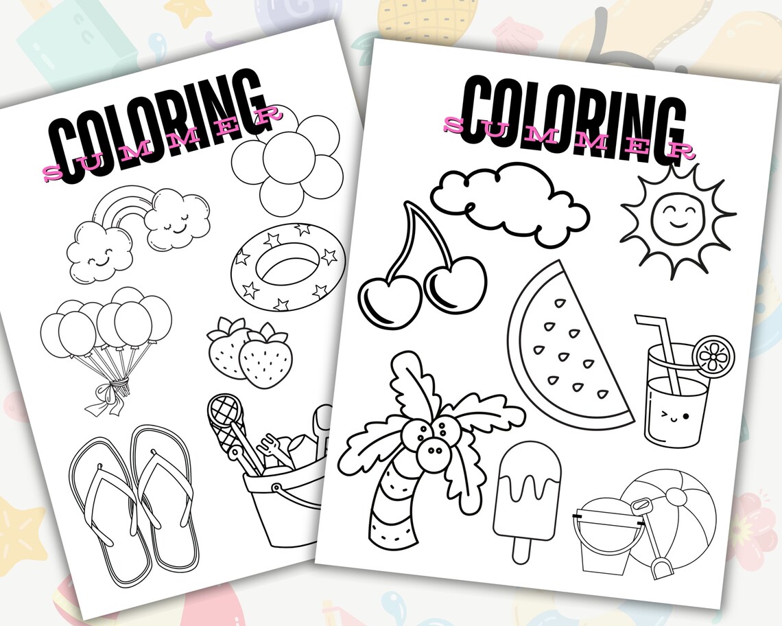 Summer Coloring Pages, Preschool Activity, Print and Color, Perfect for ...