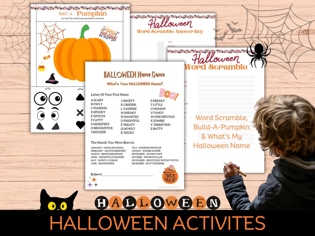 Halloween Games, Activity for Kids, Word Scramble, Name Game, Build A ...