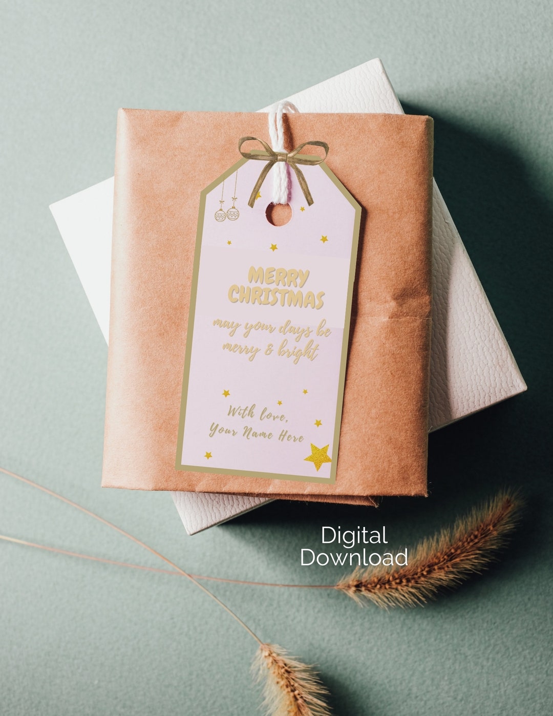 Editable Christmas Gift Tag, Gold Holiday Tag (digital Download) - Etsy