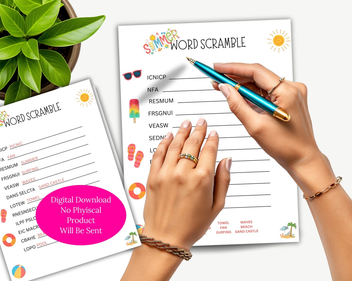 Summer Word Scramble Game: Beach Vacation Party (digital Download) - Etsy