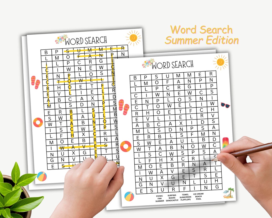 Summer Word Search Game: Beach Vacation Party (digital Download) - Etsy