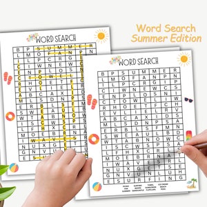 Summer Fun Word Search Printable, Beach Theme, Vacation Theme, Summer ...