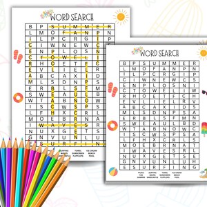Summer Fun Word Search Printable, Beach Theme, Vacation Theme, Summer ...