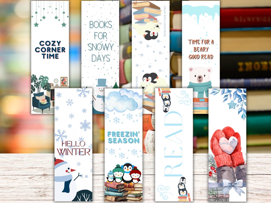 Winter Holiday Printable Bookmarks, Christmas Gift (digital Download ...