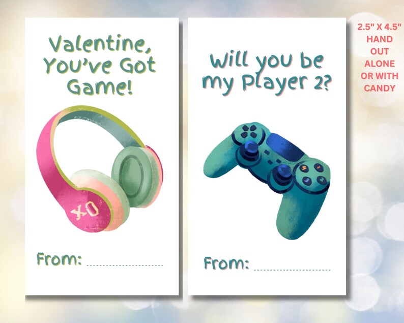 10 Gamer Valentine Cards, Valentine Exchange, Teacher Valentine Cards ...