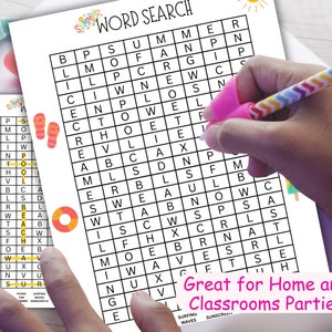 Summer Fun Word Search Printable, Beach Theme, Vacation Theme, Summer ...